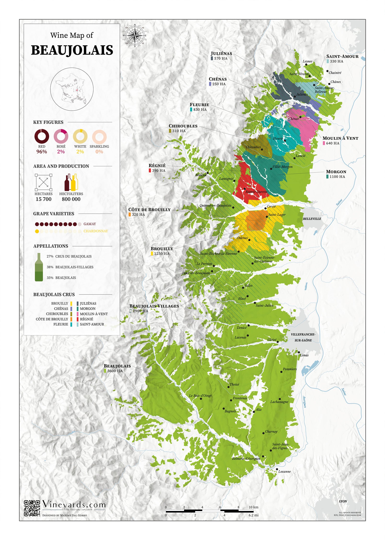 The 10 Crus of Beaujolais Poster – Wine Regions Map with Detailed Appe – Vineyards.com Shop