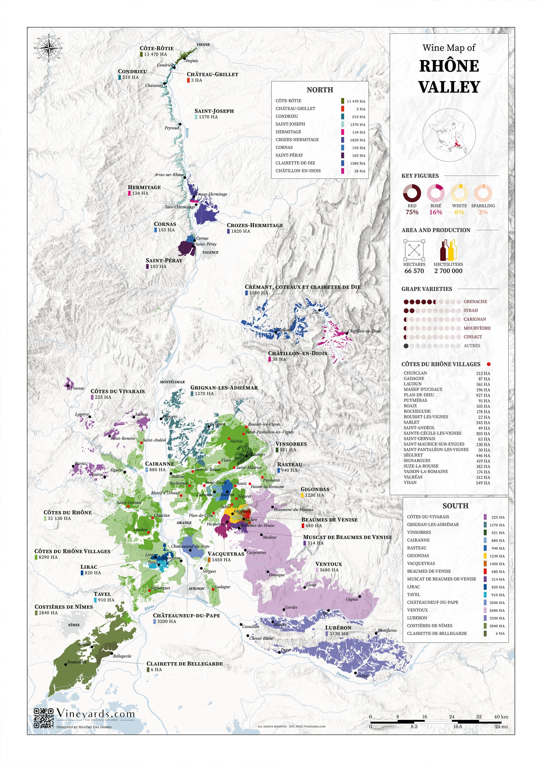Rhône Valley Wine Map - Real Data Based – Vineyards.com Shop